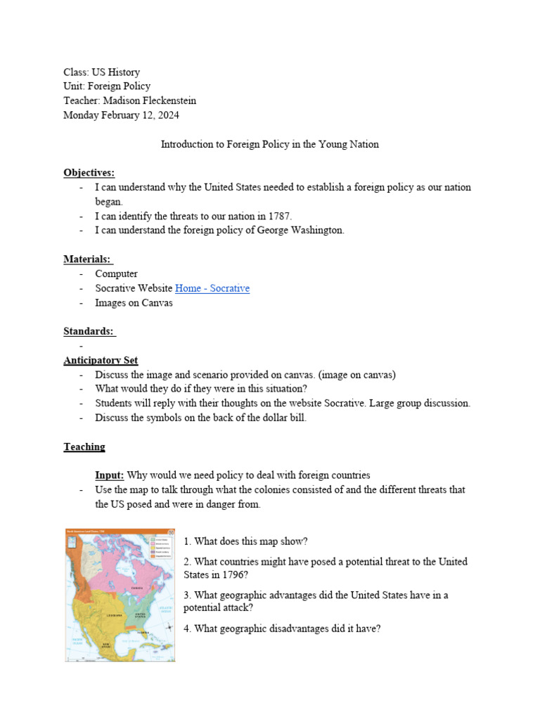 Early U.S. Foreign Policy Dilemmas | PDF | Teachers | John Adams
