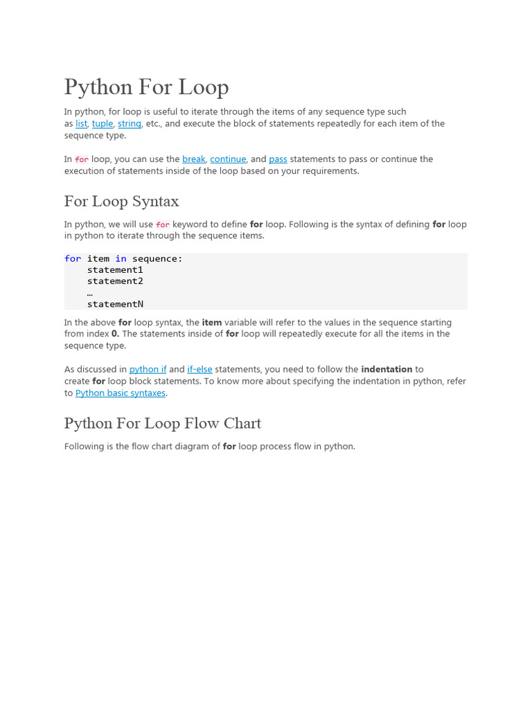 Python For Loop | PDF | Control Flow | Computer Programming