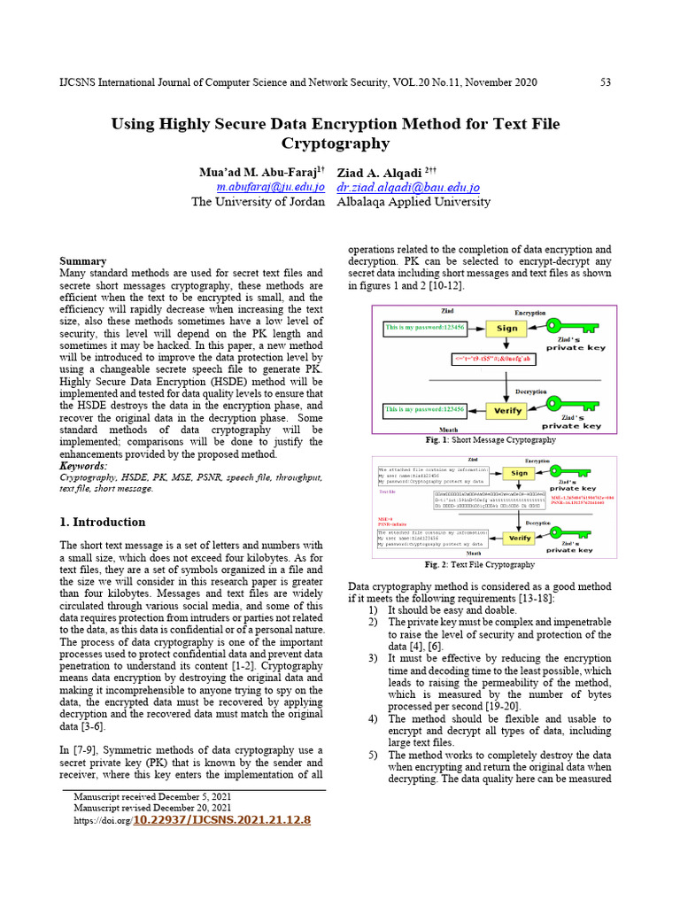 Using Highly Secure Data Method For Text File | PDF | Encryption | Cryptography