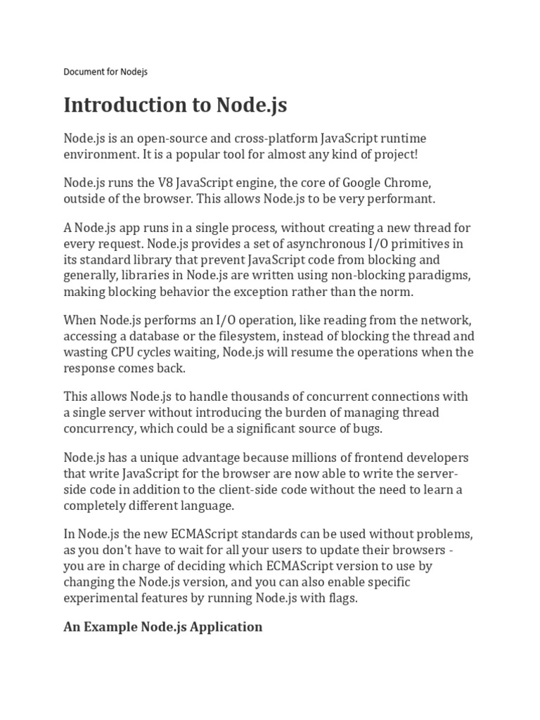 Documentfor Nodejs | PDF | Java Script | Software Documentfor Nodejs | PDF | Java Script | Software