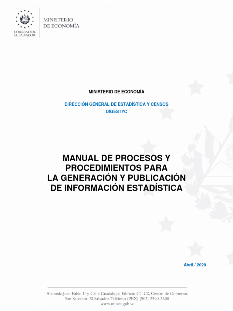 Manual de Procesos y Procedimientos 2020 DIGESTYC | PDF