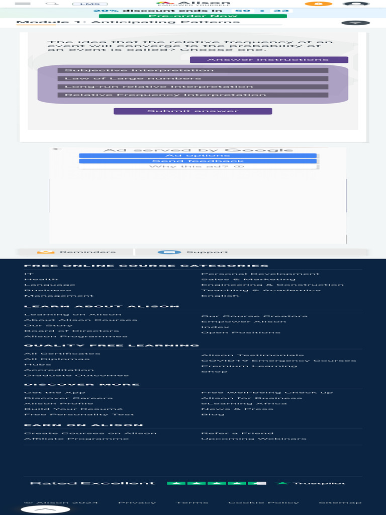 Introduction To Probability Statistics Free Online Course Alison | PDF ...