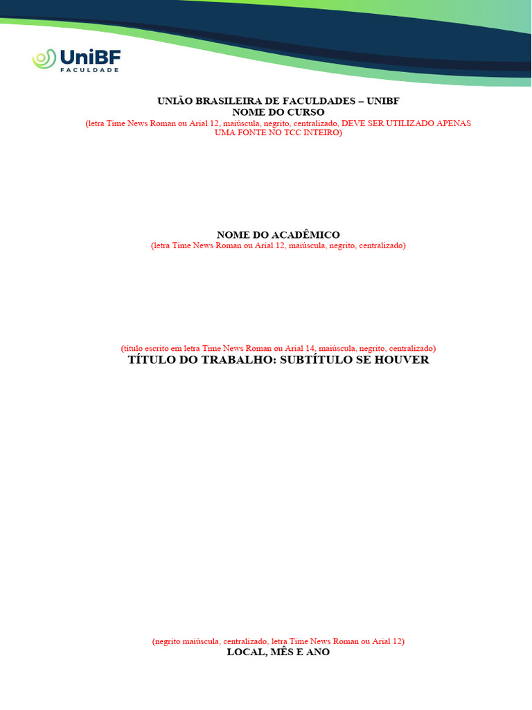 Modelo TCC Unibf 2023 - 3 | PDF | Citação | Abstract (resumo)