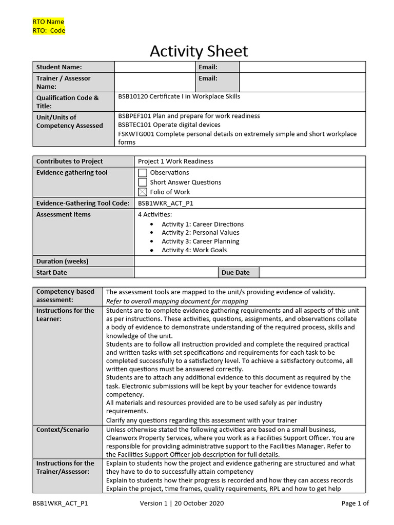 Activity Sheet BSB1WKR - ACT - P1 | PDF | Multimedia | Teachers