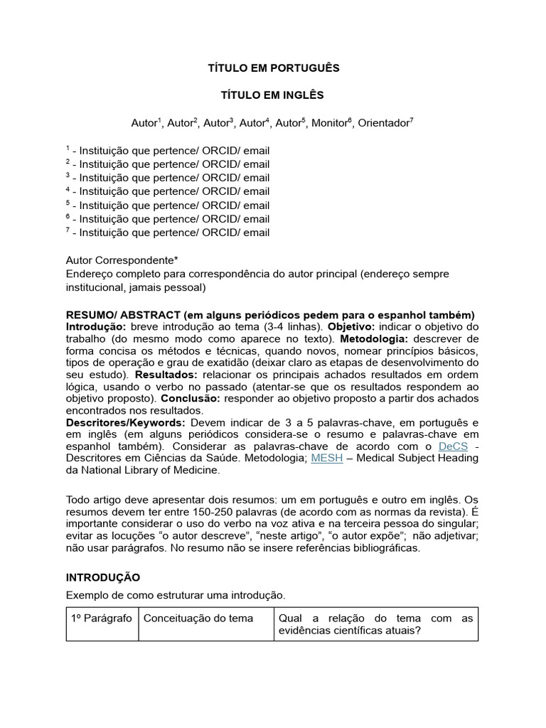 Artigo - Modelo | PDF | Abstract (resumo) | Science