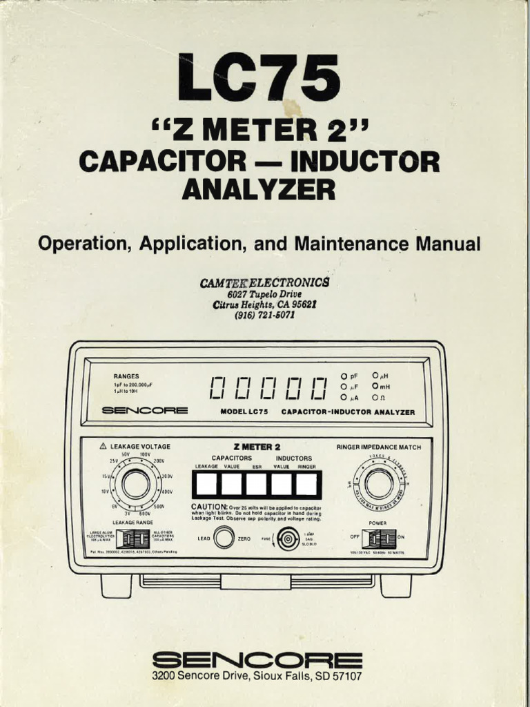 Sencore LC75 Z Meter 2 Operation Manual | PDF