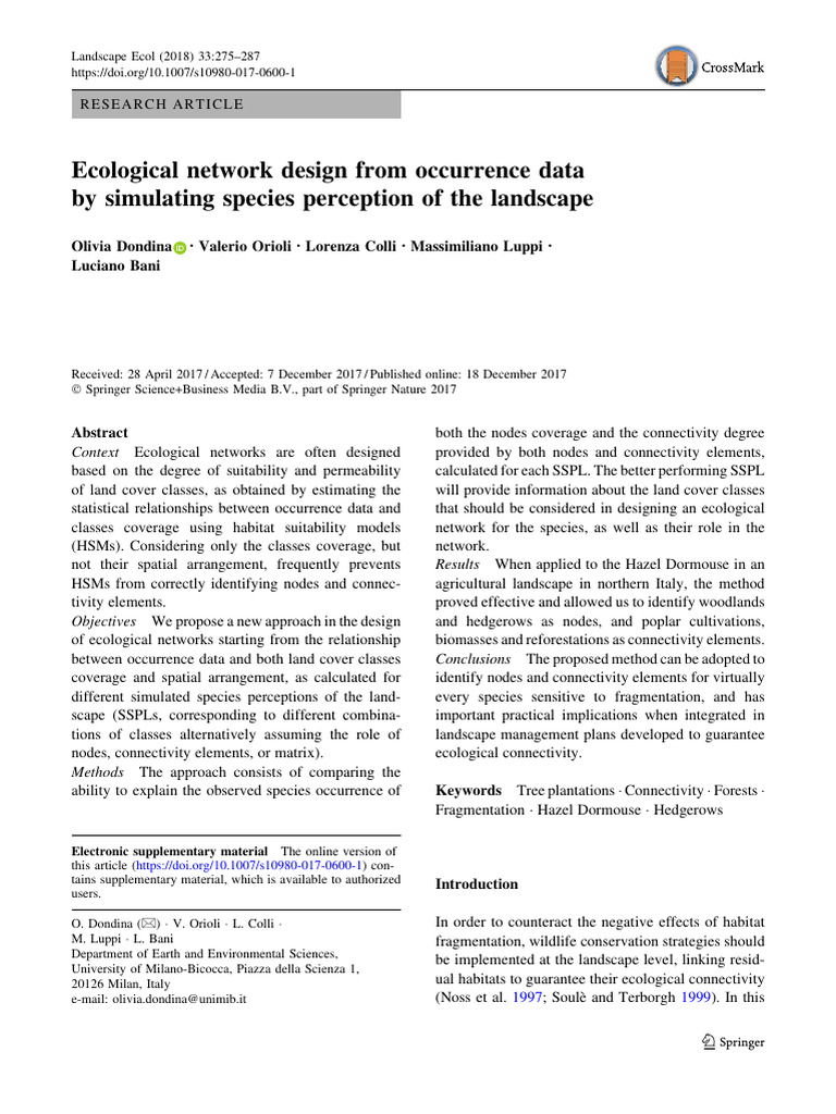 Ecological Network Design Using Occurrence Data | PDF | Ecology | Species