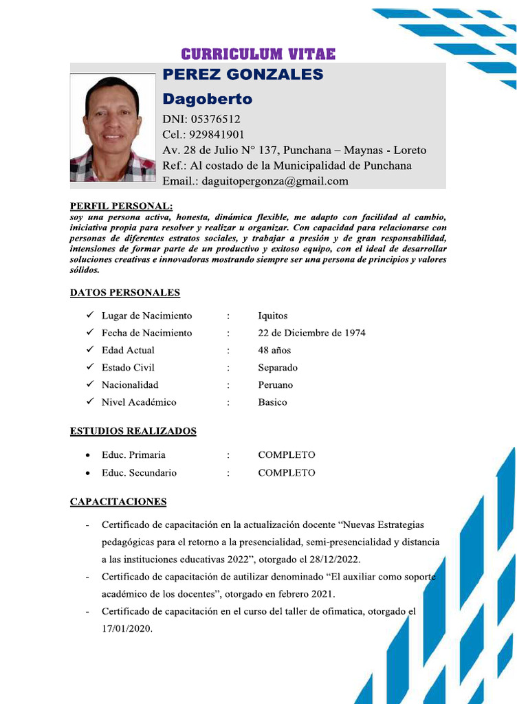 CV PEREZ GONZALES 2023 DOCUMENTADO | PDF