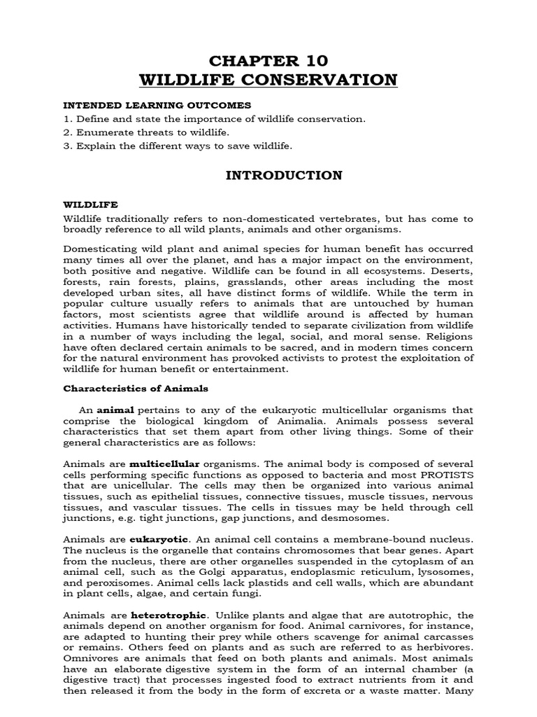 Chapter 10 Wildlife Conservation | PDF | Wildlife | Tissue (Biology)