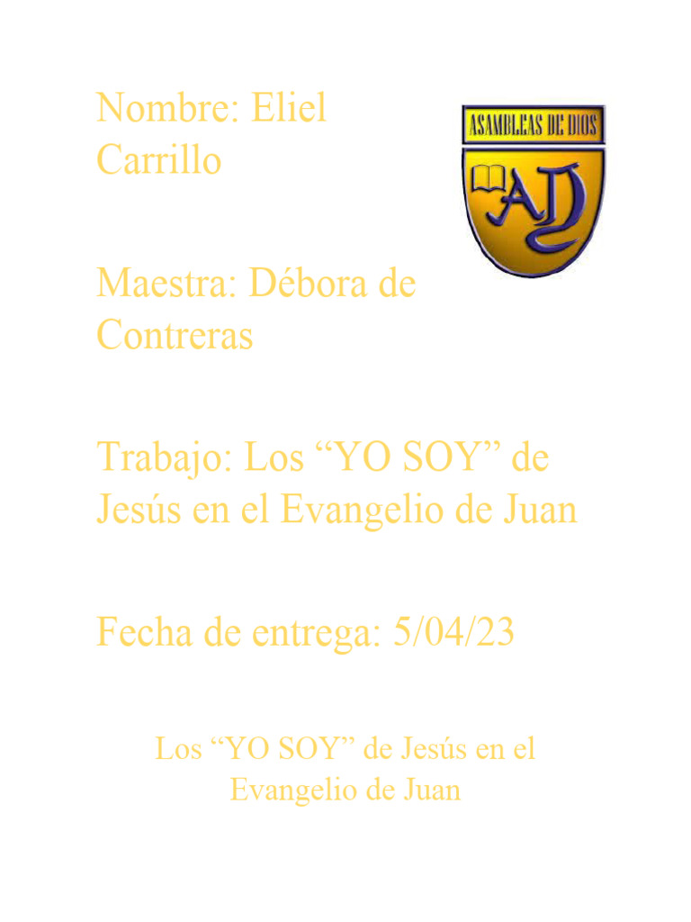 Los YO SOY de Jesus | PDF | Vida eterna (cristianismo) | Salvación