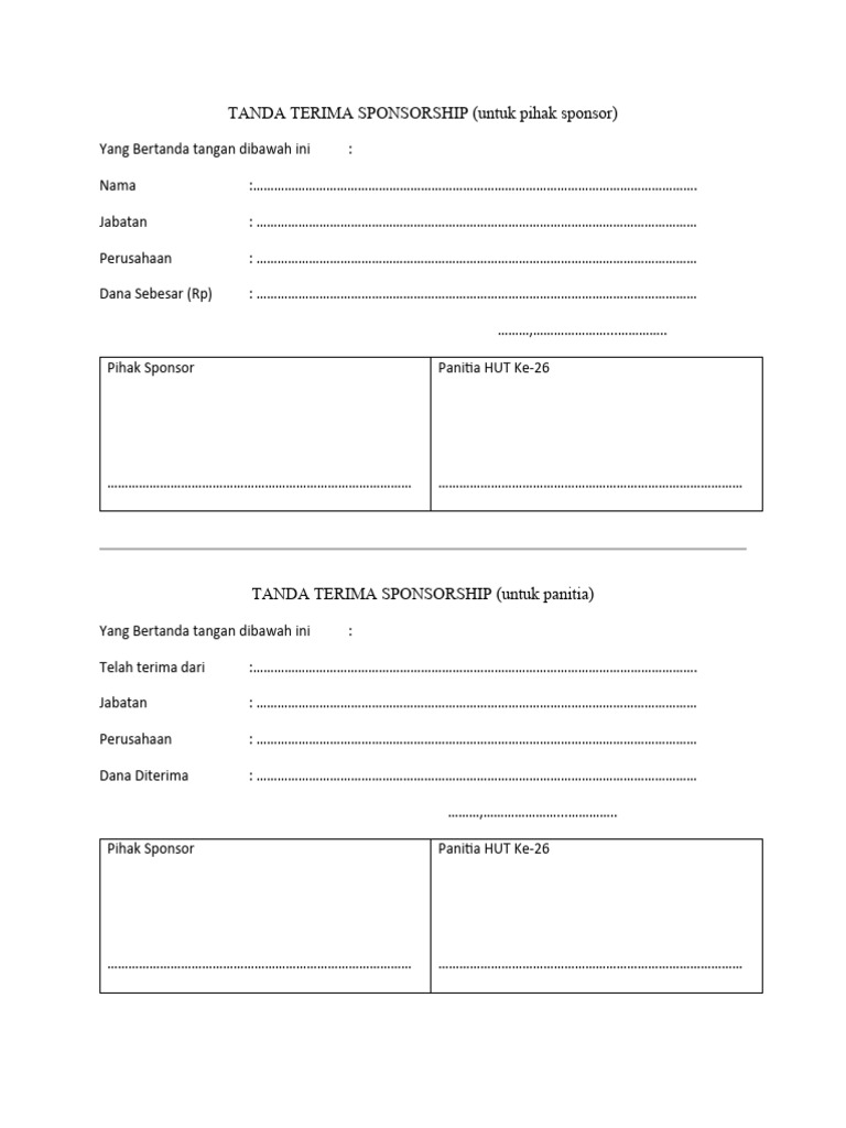 Tanda Terima Sponsorship | PDF