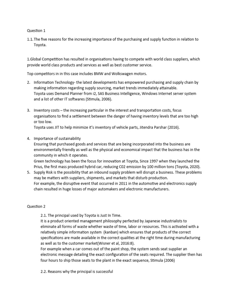 BBSC2 LSCM Assignment | PDF | Supply Chain | Toyota