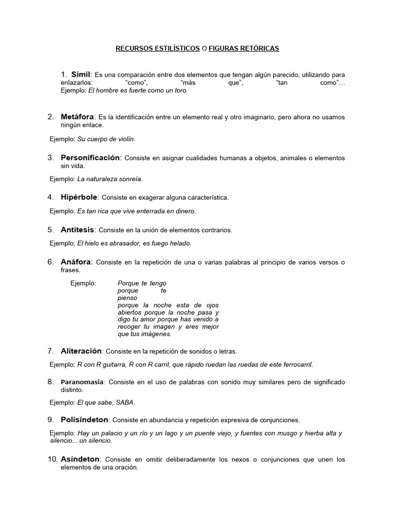 Recursos Estilísticos o Figuras Retóricas Ib-Bc | PDF