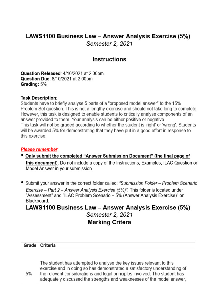 Problem Set Scenario - Answer Analysis Exercise 5% | PDF | Parol ...