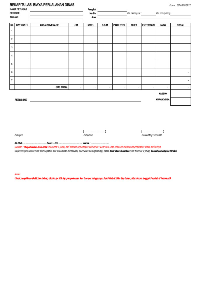 Form Perjalanan Dinas-1 | PDF