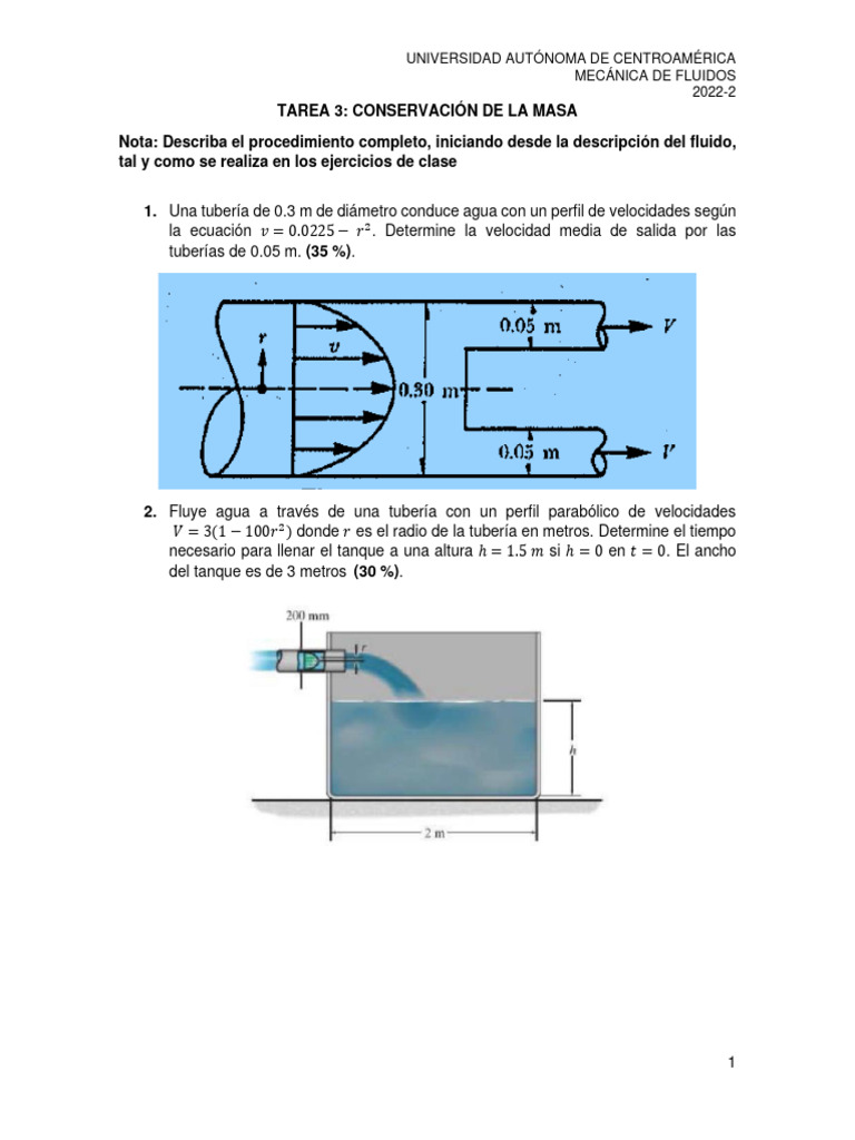 2022-2 UACA Mecánica de Fluidos Tarea 3 | PDF
