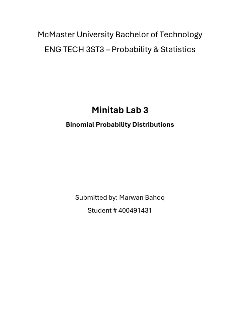 Minitab Lab 3 | PDF