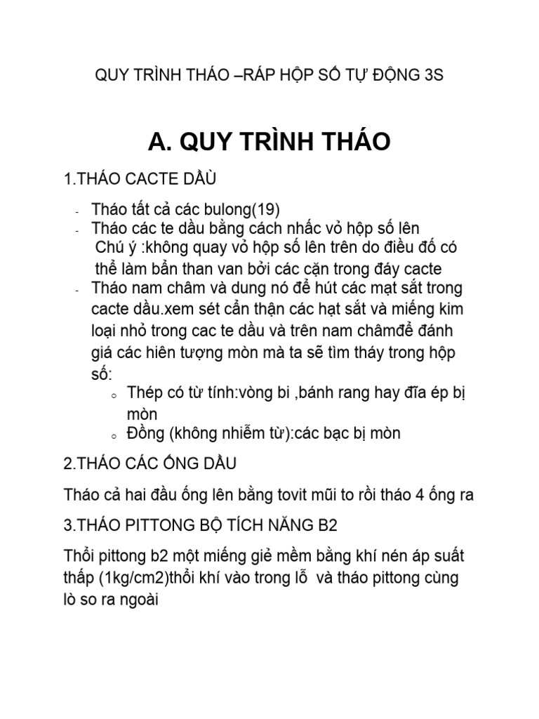 Quy Trinh Thao Rap Hop So Tu Dong 3s Pot | PDF