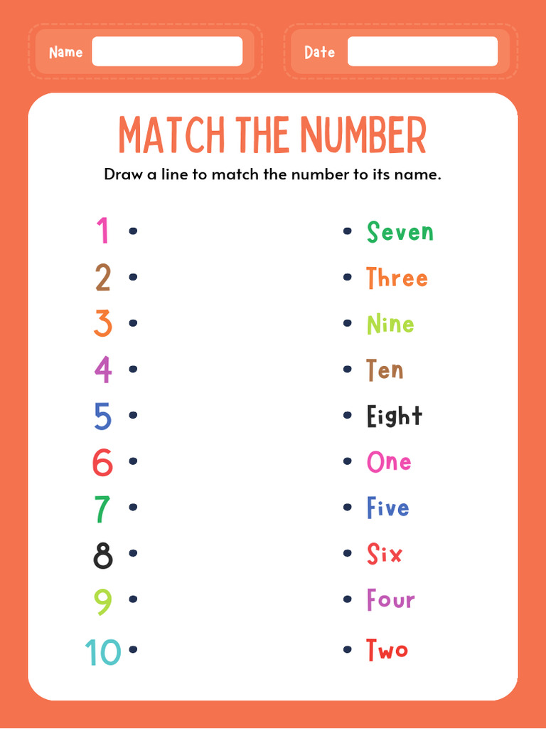 Match The Number Worksheet | PDF