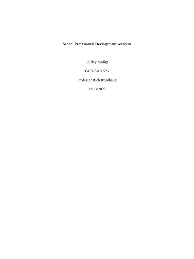 EAD 523 - School Professional Development Analysis | PDF | Teachers | Lesson Plan