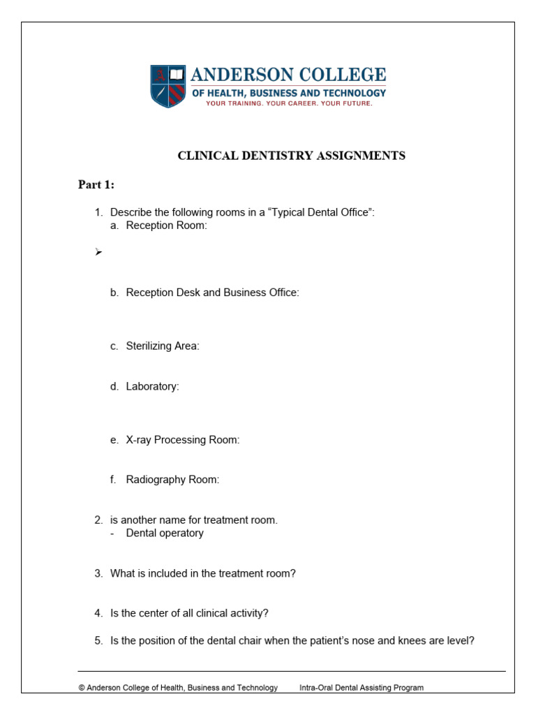 Clinical Dentistry Assignment Overview | PDF | Dentistry | Dentistry ...