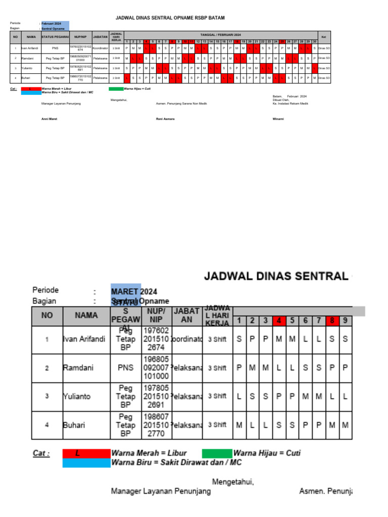 Jadwal Dinas SO - Jan2024 | PDF