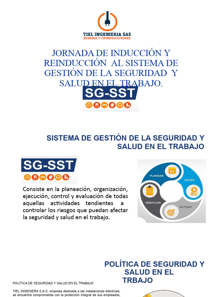 Inducción - Reinduccion SG-SST Tiel Ingenieri SAS | PDF | Valores | Riesgo