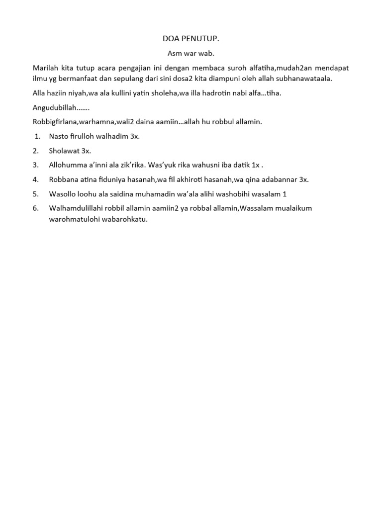 Doa Penutup | PDF