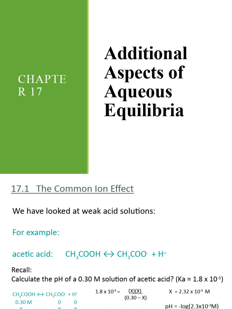 Additional Aspects of Aqueous Equilibria: Chapte R17 | PDF | Hydroxide ...