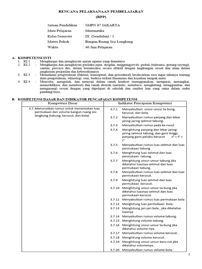 RPP Bangun Rung Lengkung | PDF