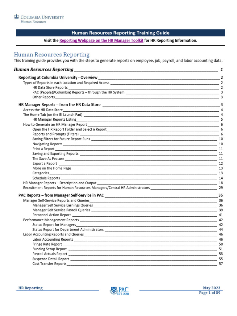 Human Resources Reporting - Training Guide | PDF | Icon (Computing ...