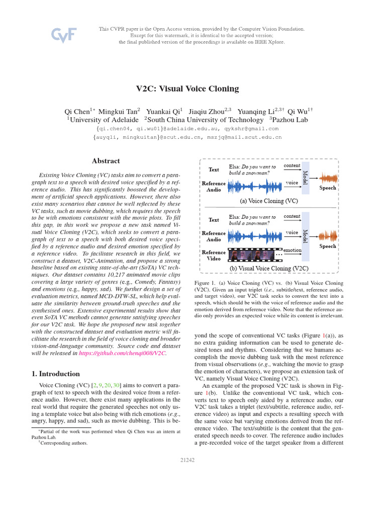 Visual Voice Cloning: A New Approach | PDF | Speech Synthesis