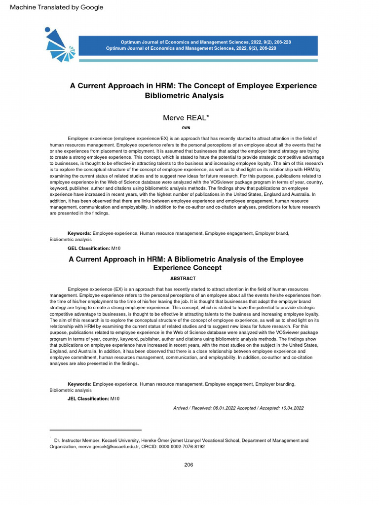 3 - A Current Approach in HRM A Bibliometric Analysis of The Employee - English | PDF | Human ...
