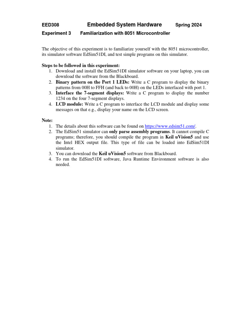 Experiment 3 - Familiarization With Basic Features of 8051 ... Experiment 3 - Familiarization With Basic Features of 8051 ...
