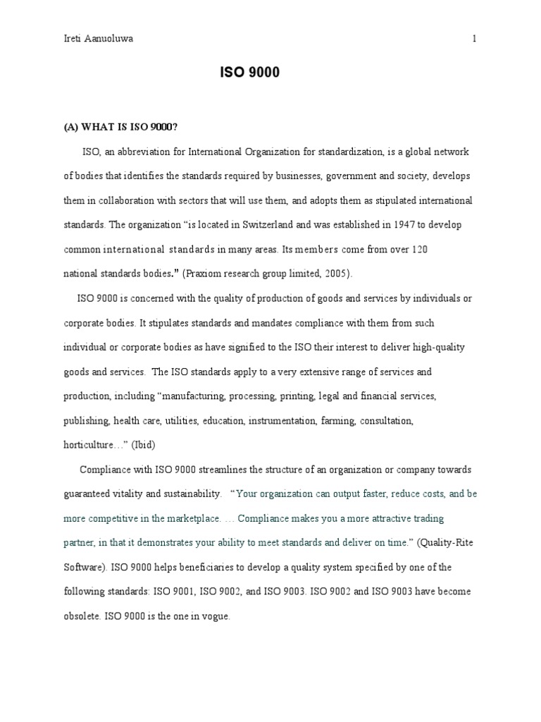 Iso 9000 | PDF | Iso 9000 | Quality Management