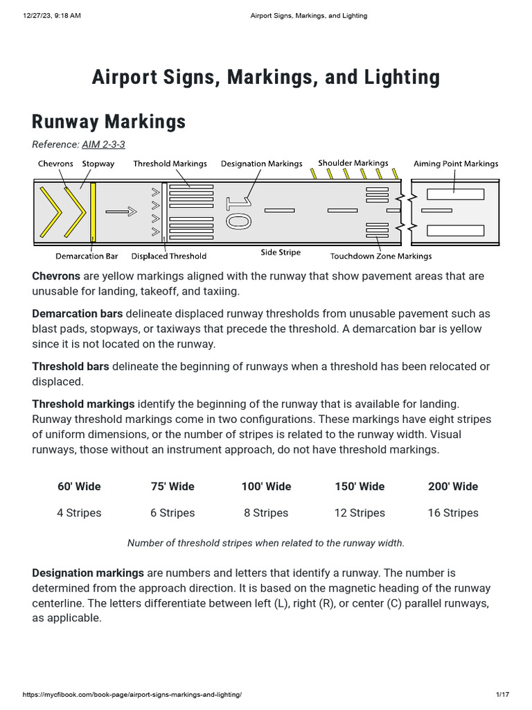 Airport Signs, Markings, and Lighting | PDF | Runway | Airport