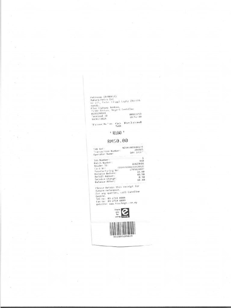 Resit Tol TNG - 11012024 | PDF