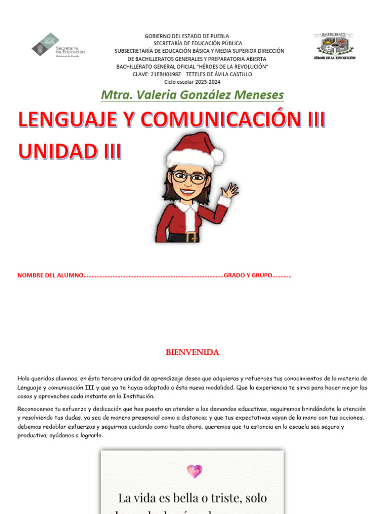 Tercera Unidad Lenguaje y Comunicacion 3 | PDF | Navidad | Imagen