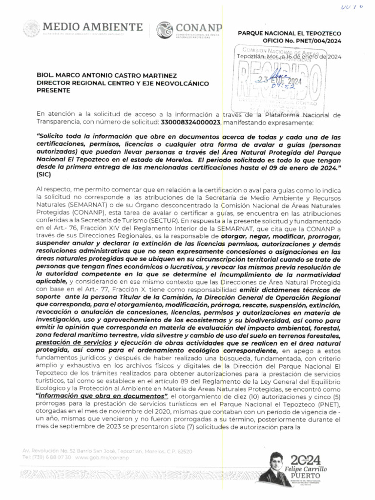 Anexo Solicitud de Inai 330008324000023 | PDF