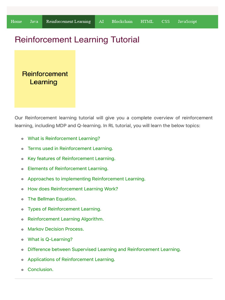 Reinforced Learning | PDF | Markov Chain | Reinforcement