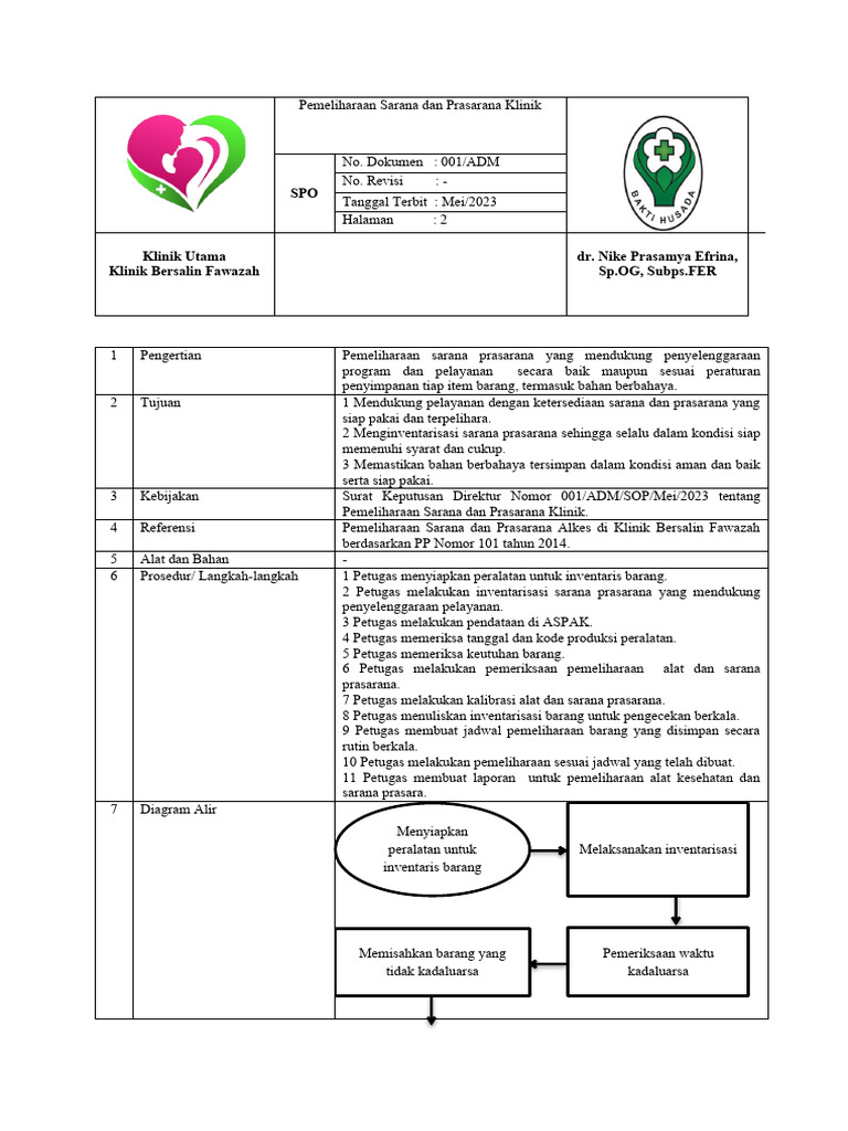 9 SPO Pemeliharaan Sarana Klinik | PDF