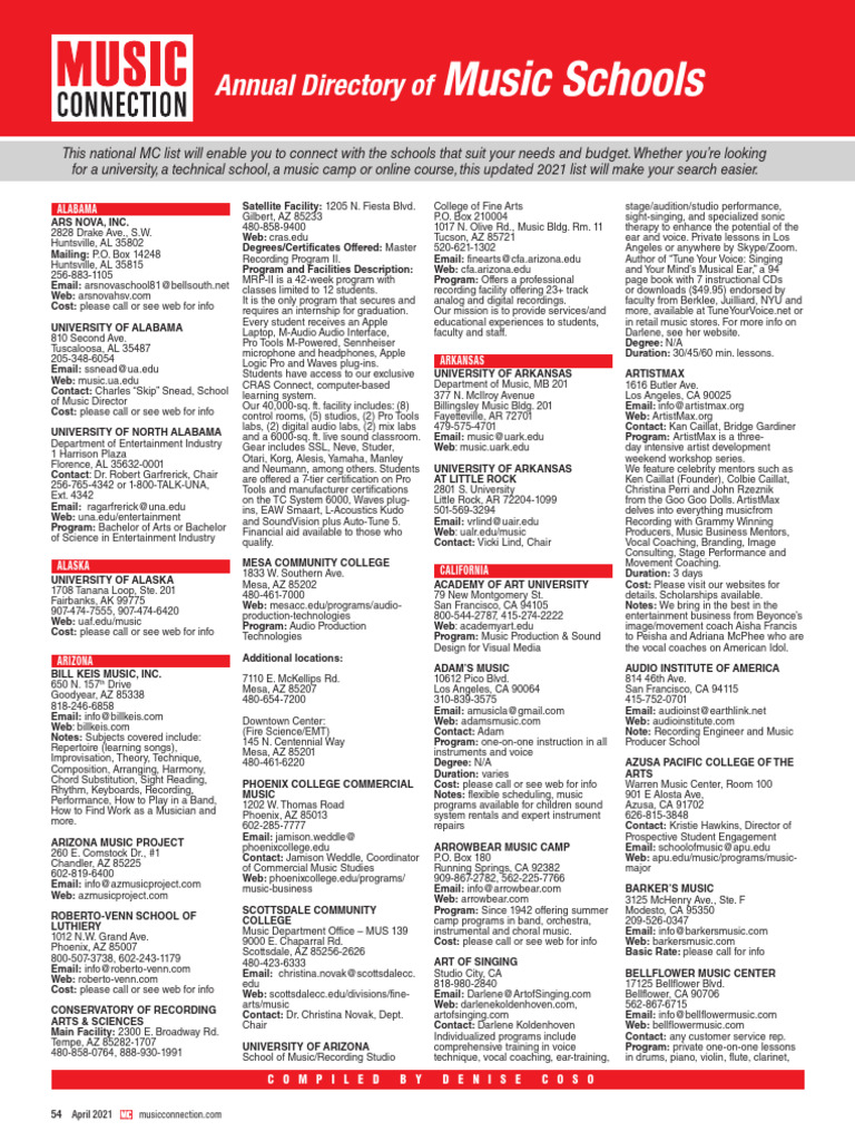 Music Schools Directory 2021 | PDF | Entertainment | Performing Arts