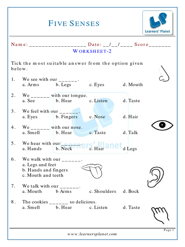 Five Senses Worksheet 2 Pdf