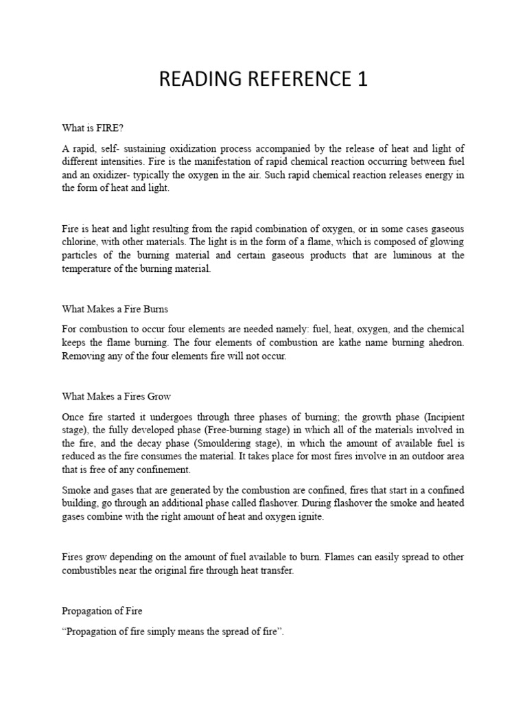 Reading Reference 1 | PDF | Combustion | Fires