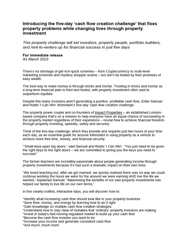 Introducing The Five Day Cash Flow Creation Challenge That Changes ...