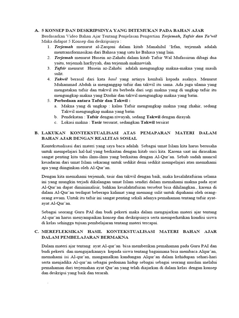 Analisis Bahan Ajar Modul Al-Qur An Hadits KB 1 | PDF