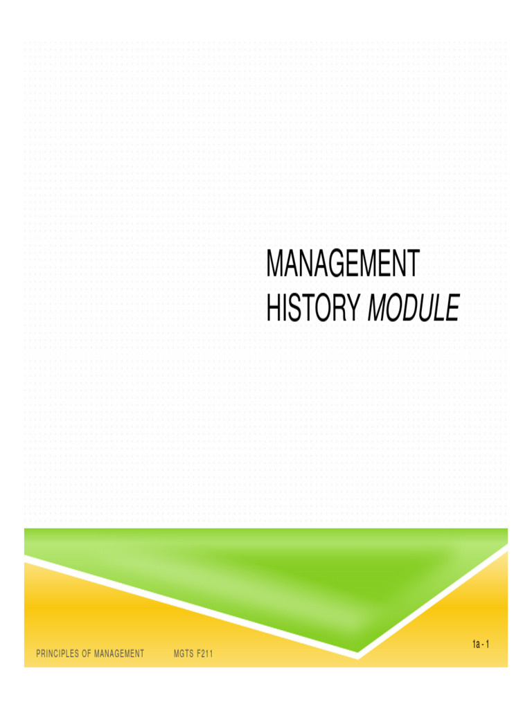 Management History Module: Principles of Management Mgts F211 | PDF ...
