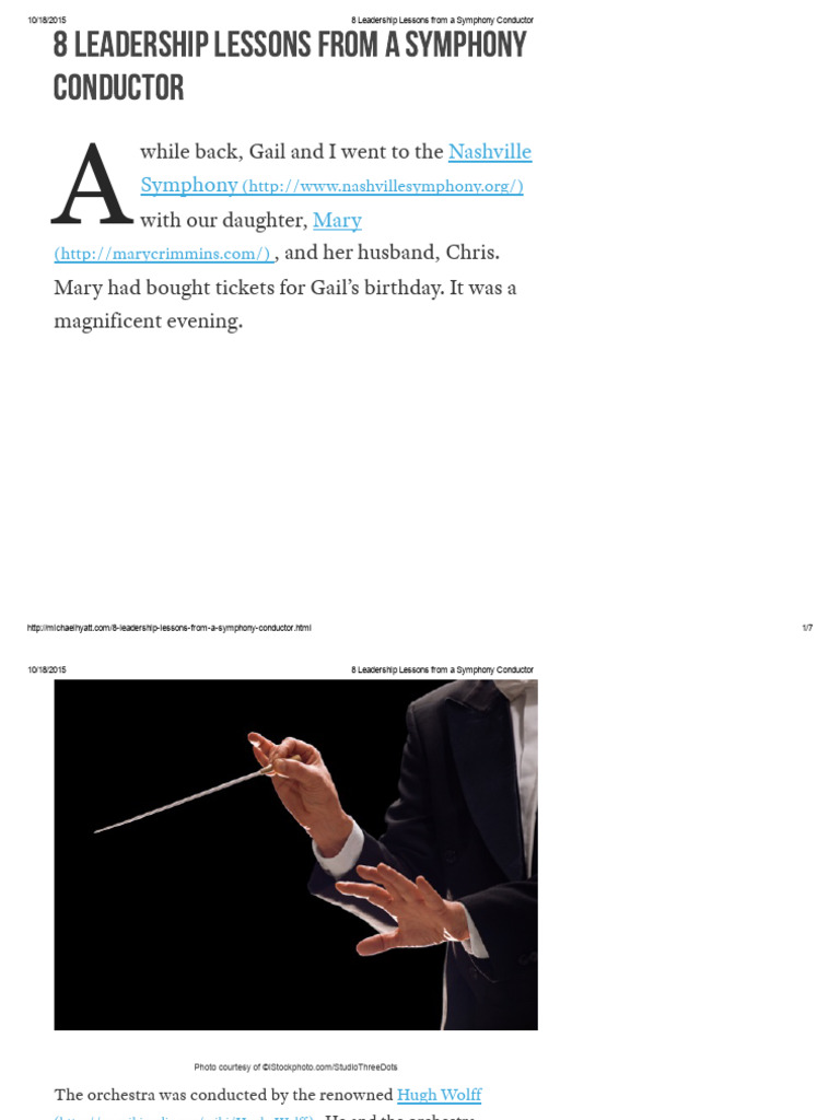 8 Leadership Lessons From A Symphony Conductor | PDF | Orchestras ...