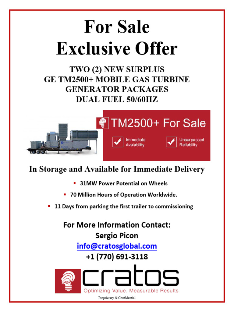 GE TM2500+ Mobile Gas Turbines for Sale | PDF | Fuse (Electrical ...