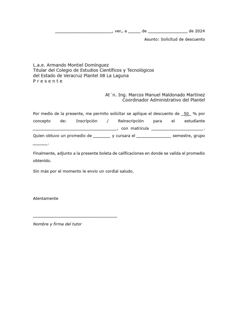 Solicitud de Descuento | PDF
